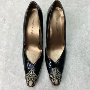 bellini Shoes | New Bow Leather Gold Pumps 25 Heel Gorge | Poshmark